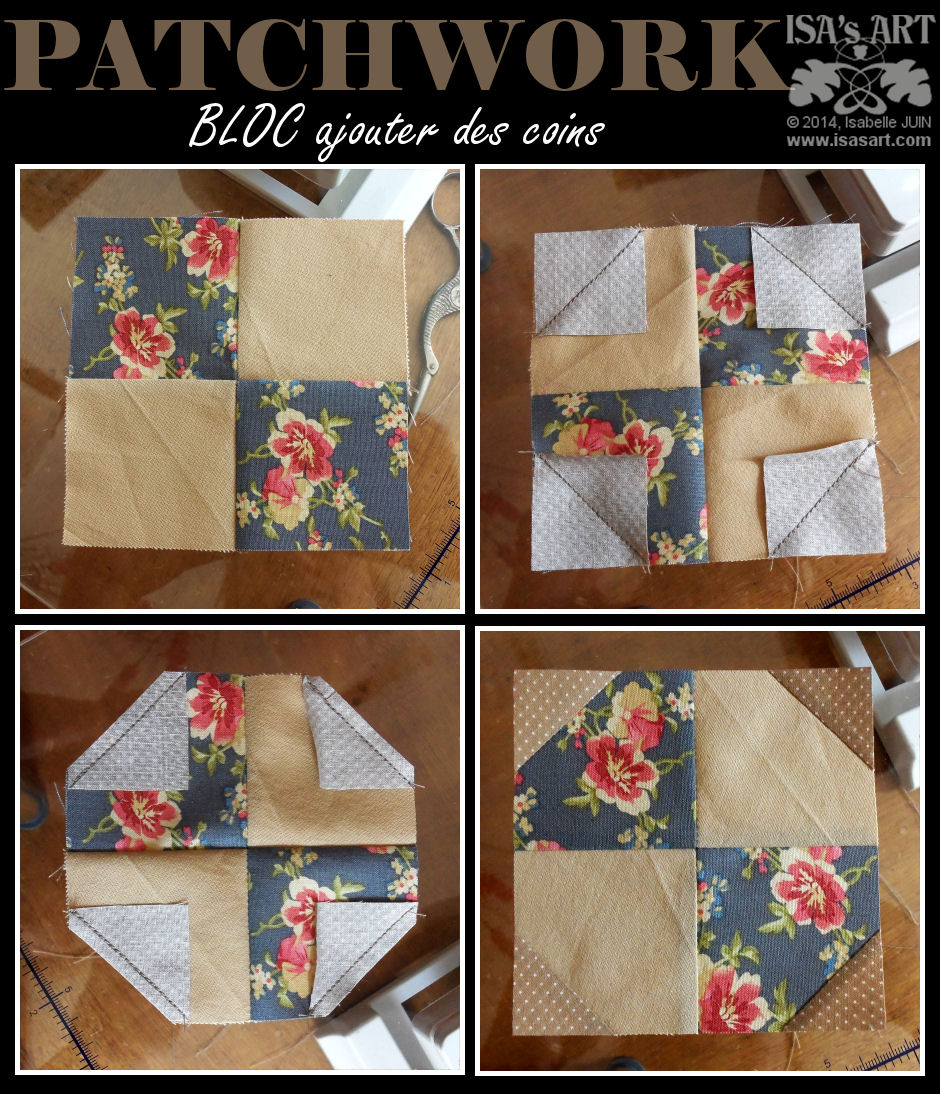 ISA'sART: COUSSINET - Vintage muguet (patchwork tuto coins)