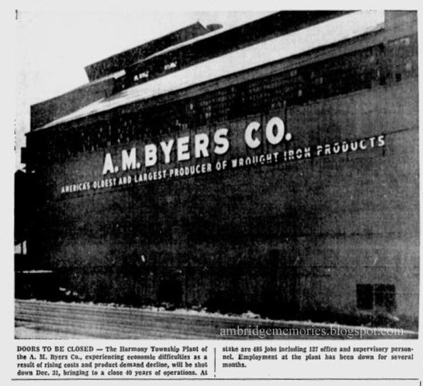 Ambridge Memories: A. M. Byers Co. 1930 - 1969