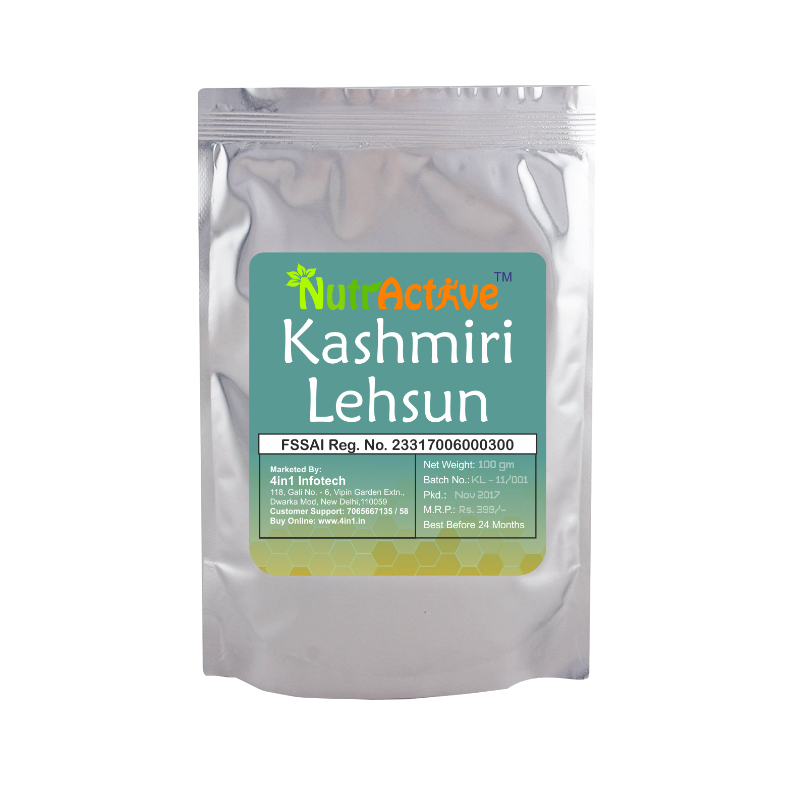 NutrActive Himalayan Single Clove Garlic | Kashmiri Lehsun, 100g