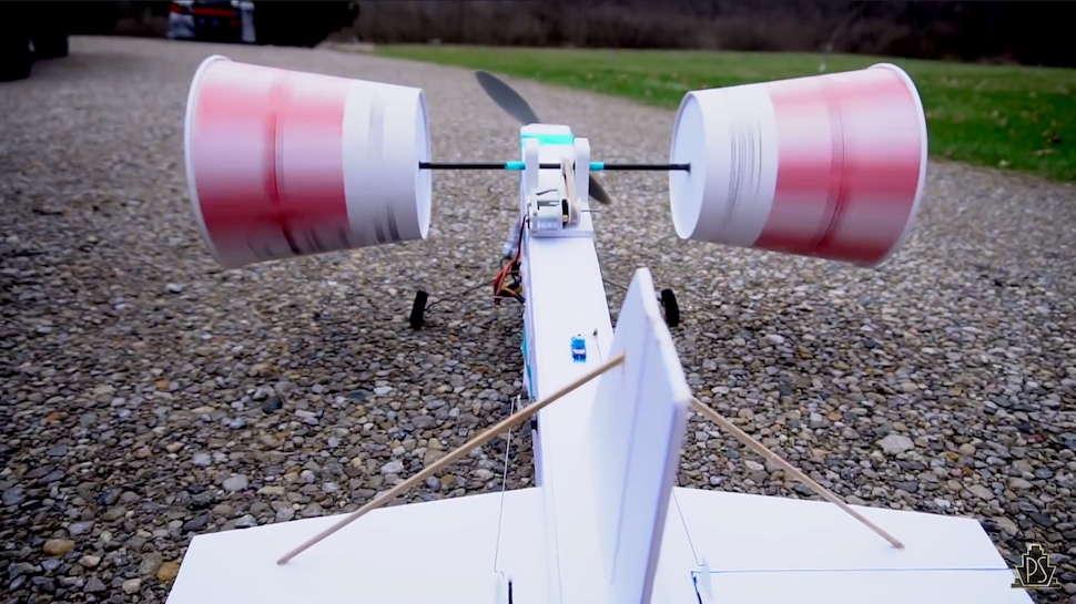 THIS PLANE HAS KFC BUCKETS FOR WINGS AND IT FLIES REALLY WELL