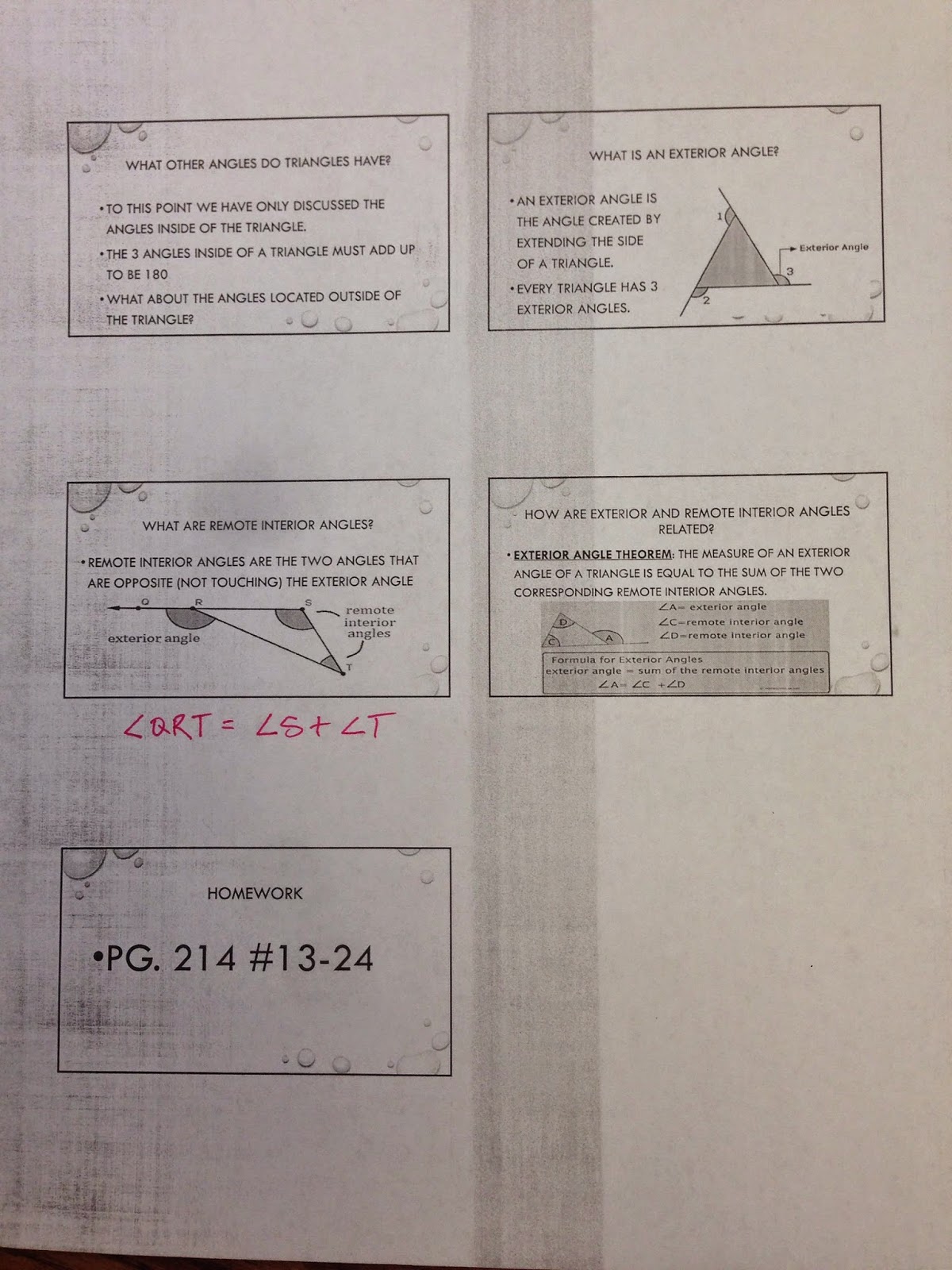 Honors Geometry - Vintage High School: Section 4-2 Angles of a Triangle