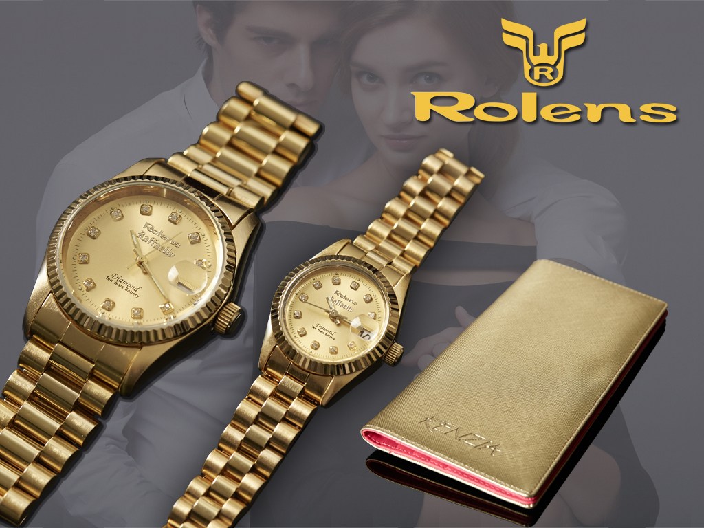 mncshop home shopping: Jam Tangan Rolens All Gold Watch Set