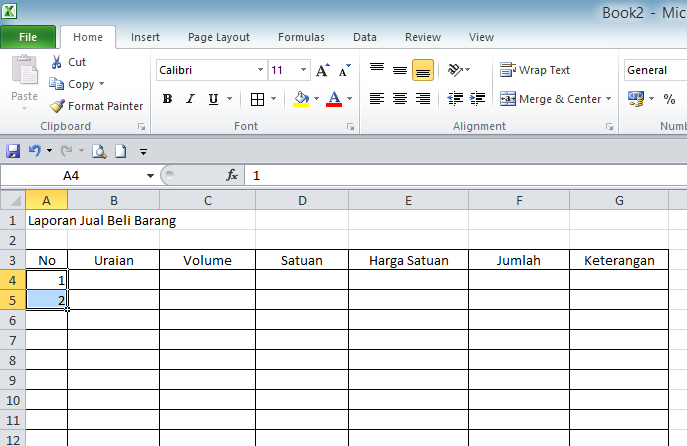 Membuat Nomor Urut Pada Tabel - Belajar | Tutorial Office