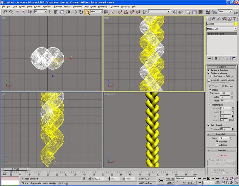Kevin John's 3D Tutorials and Blog: Modeling a Braid in 3DS Max - Method 1