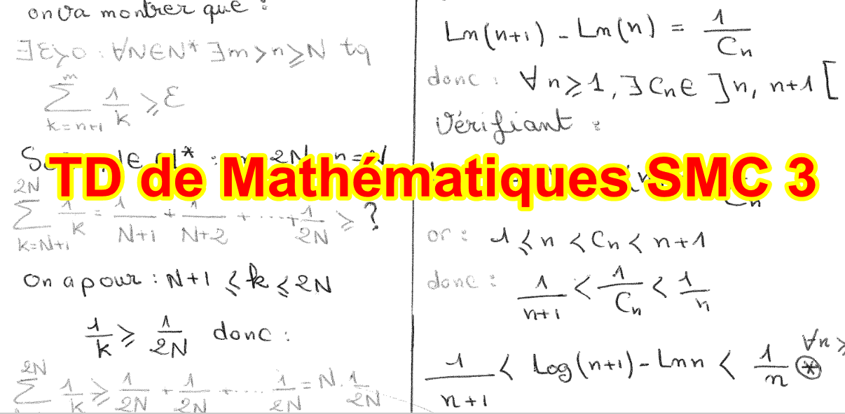 Les Séries De Td De Mathématiques Pour La Chimie Smc S3 Fsj Salmi Cours