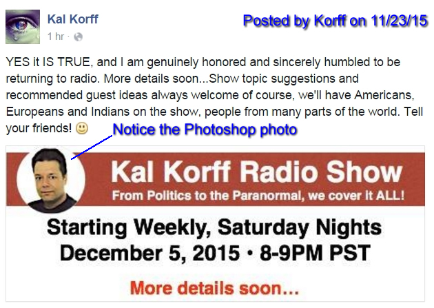 Kalvin Korff is a IDIOT: Kal Korff, still making promises