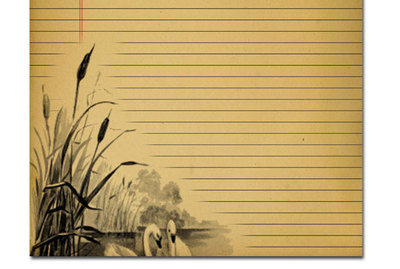 Lined Vintage Paper with Illustration