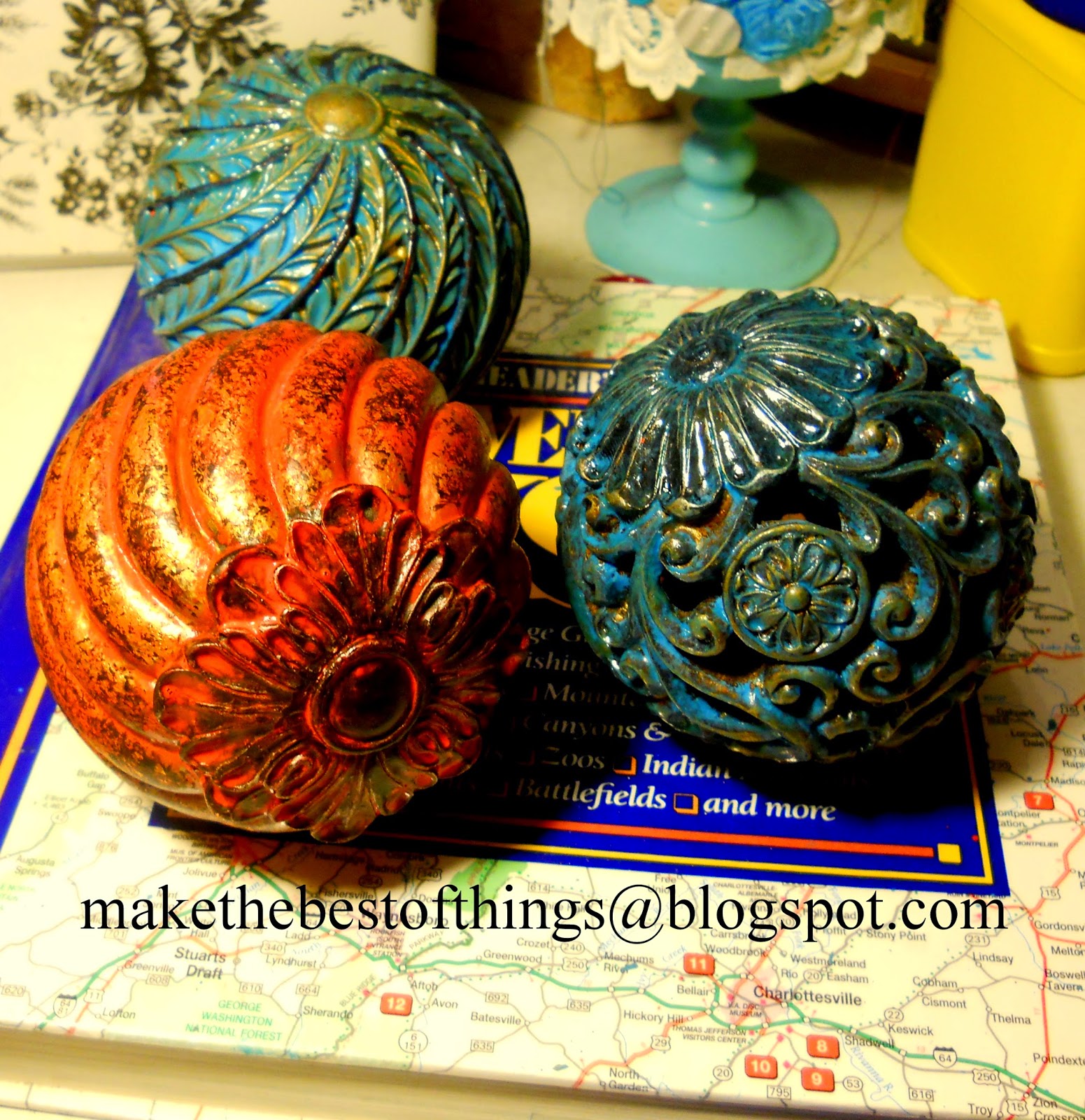 Make The Best of Things: Painted Decor Balls For My Coffee Table