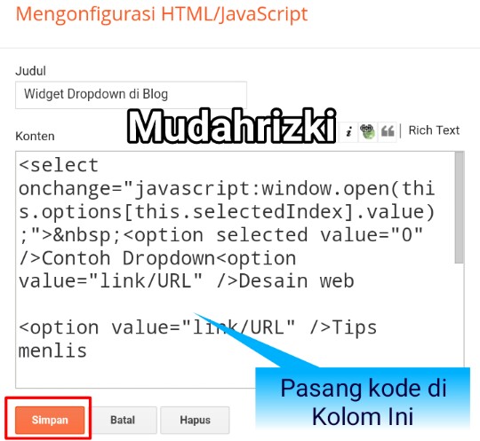 Membuat Widget Dropdown di Postingan/Sidebar Blogger - Tutorial bisnis