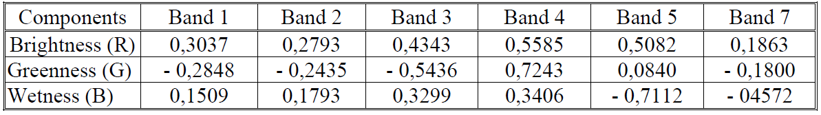 Ambientales-Hidrológicos-Geomática: Transformación Tasseled Cap