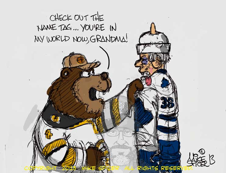 Mike Spicer Cartoonist / Caricaturist.: Bruins vs. Leafs #2 The Show Down.