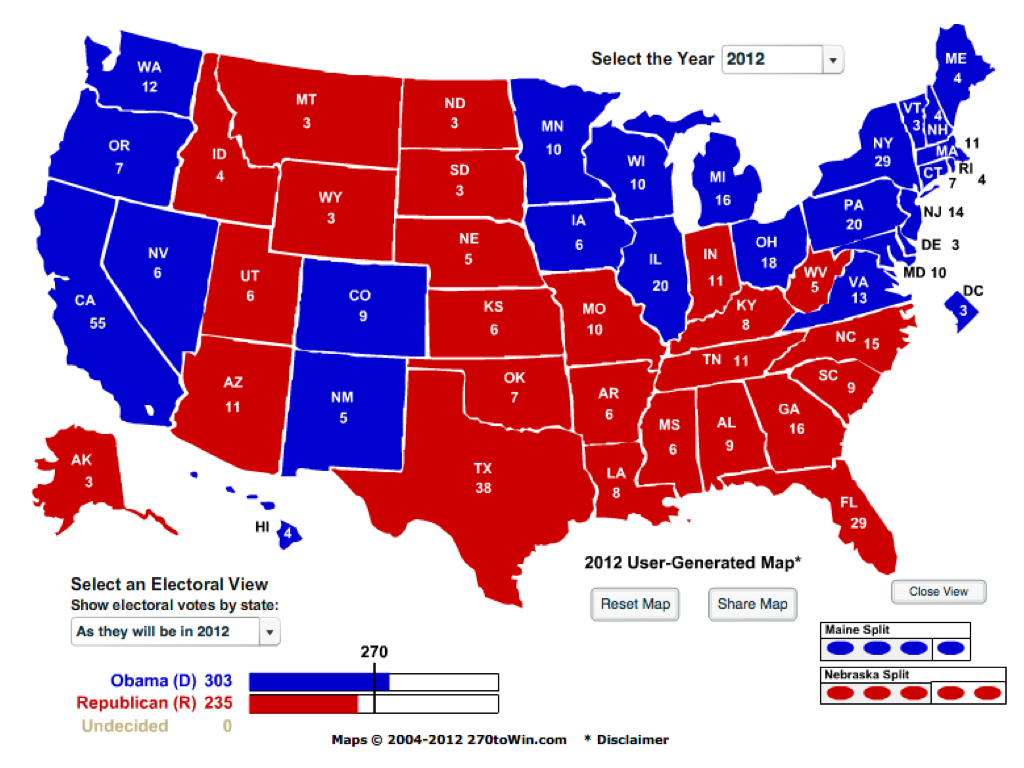 Electoral Vote Predictor The 2012 Presidential Map Structural