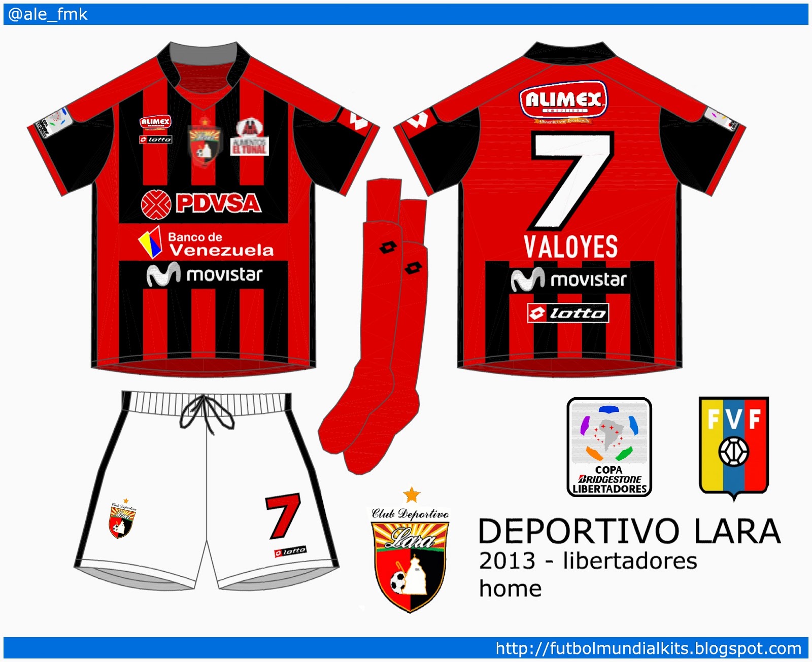 Fútbol Mundial Kits - Uruguay: Deportivo Lara - 2013 (libertadores)