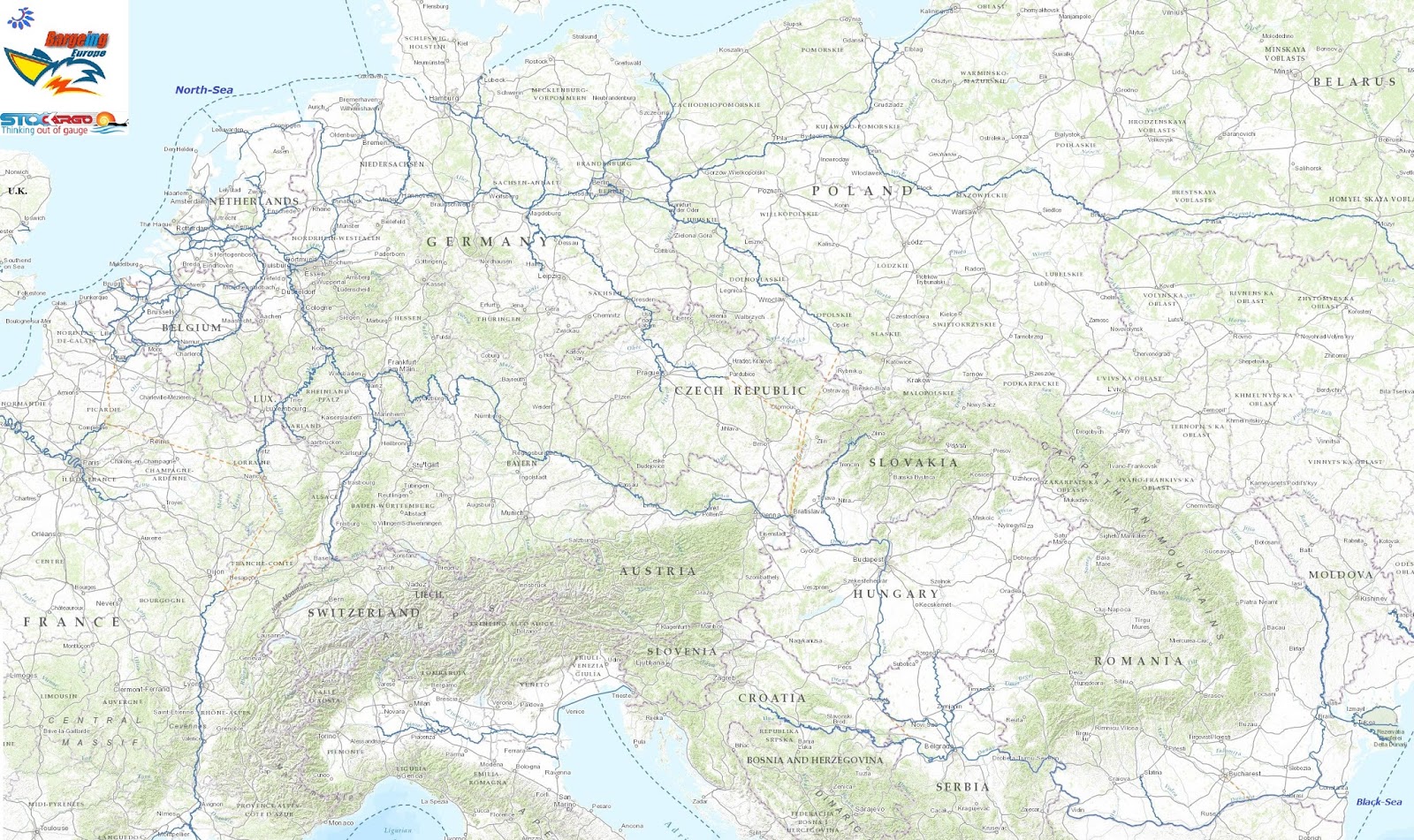 europe major rivers map