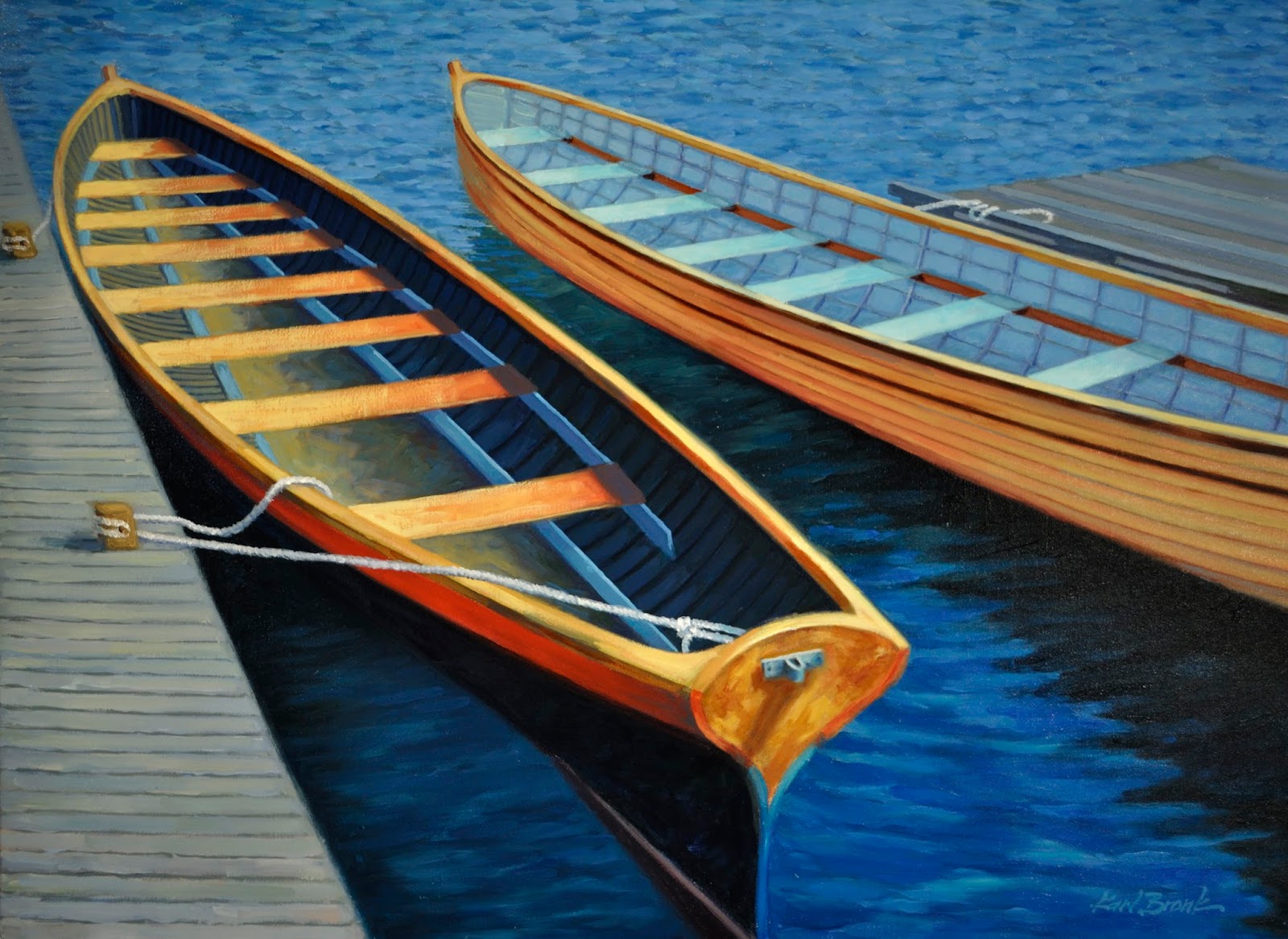 Karl Bronk: Long Boats at Dock II