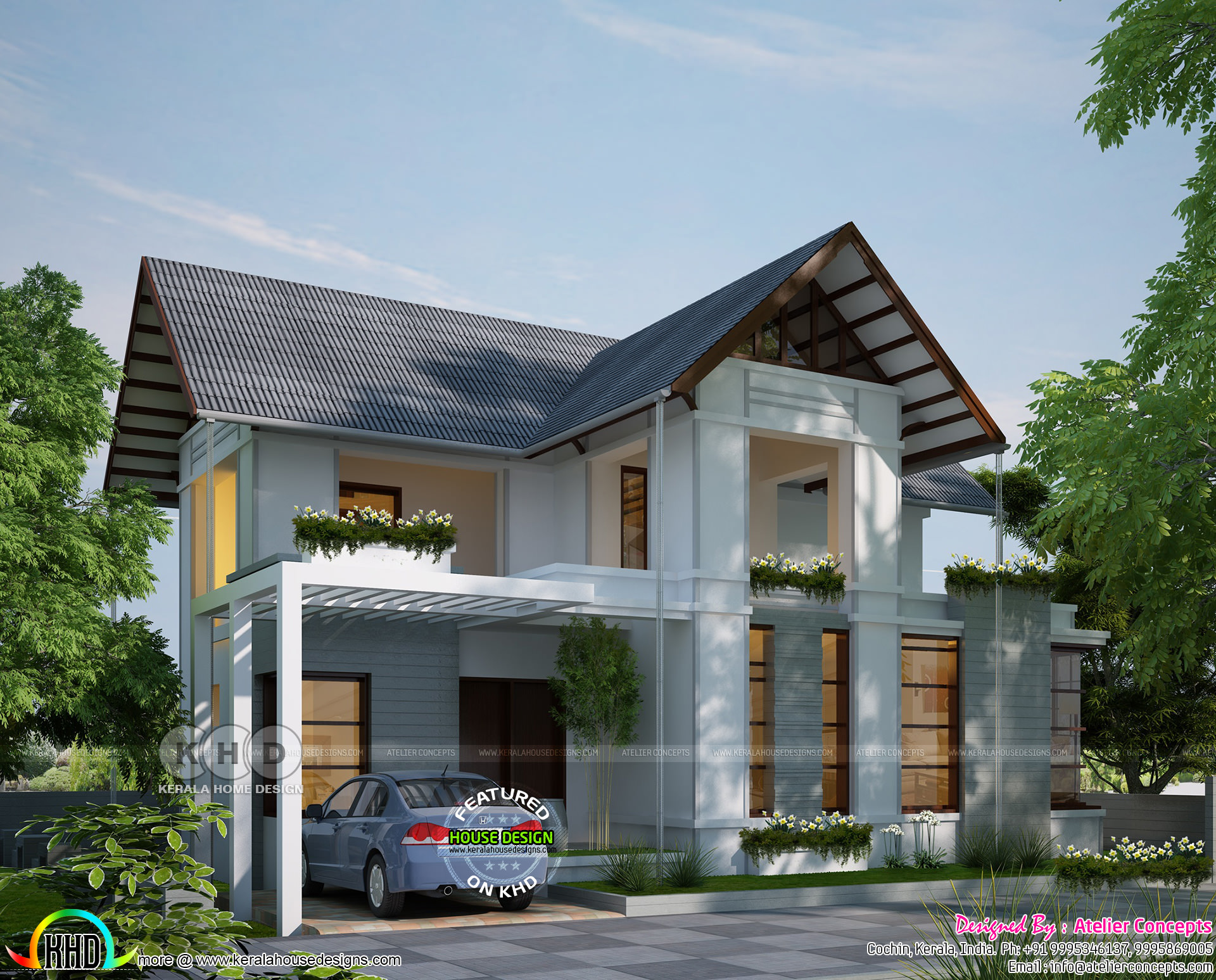 Sloping roof modern house with 3 bedrooms - Kerala Home Design and ...