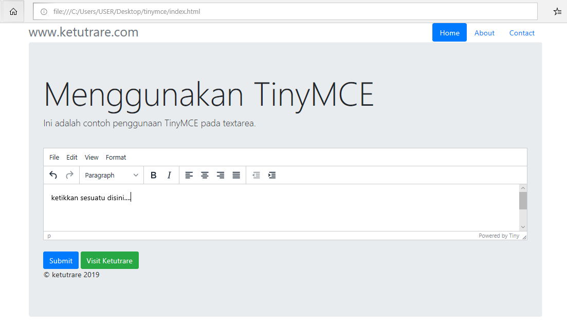 Cara Menggunakan TinyMCE dan Bootstrap di Form - KETUTRARE