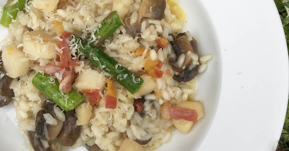 GoodyFoodies: Recipe: Mushroom risotto with scallops, asparagus and ...