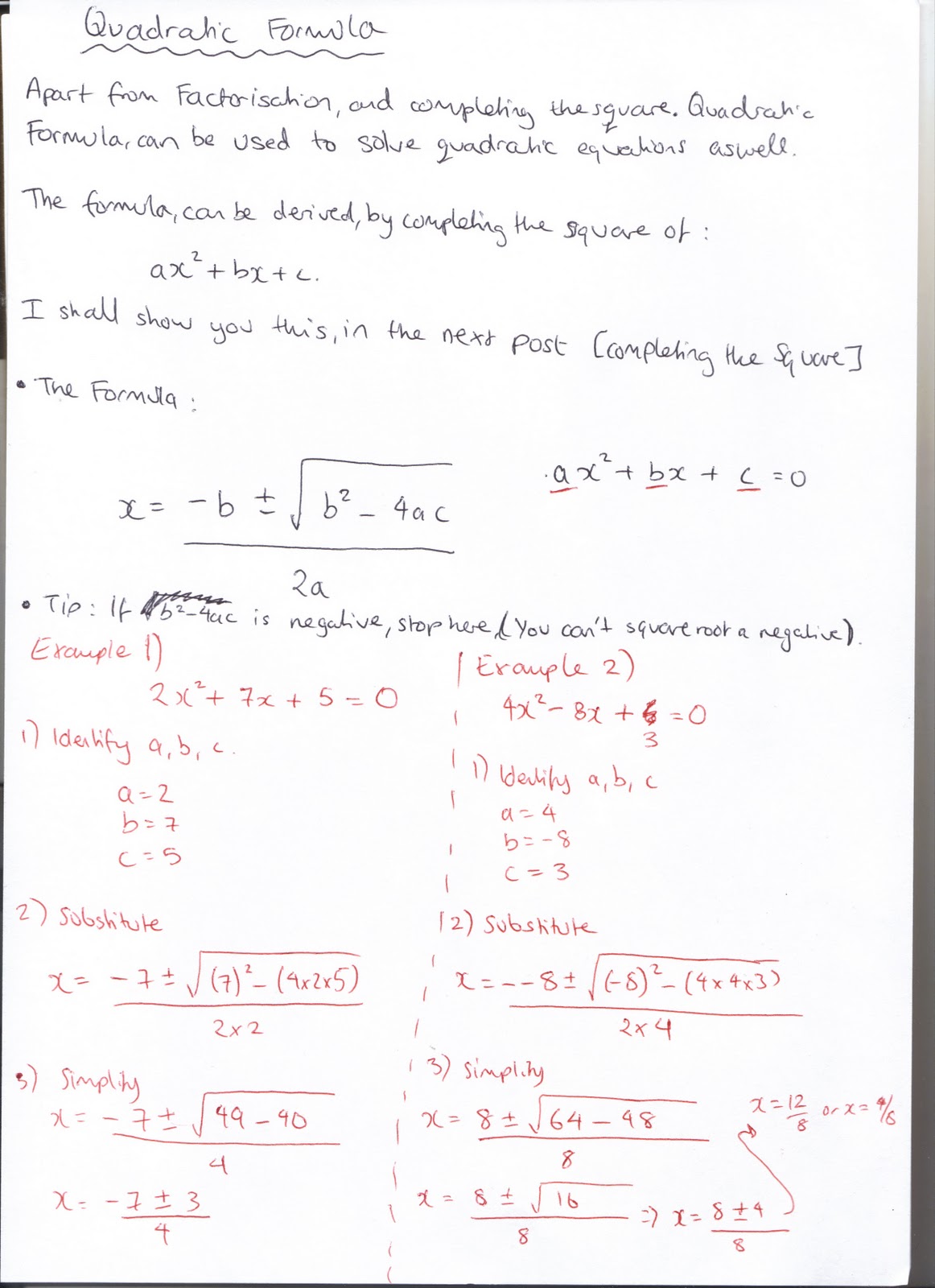 A-Level Mathematics: C1 - Algebra and Functions - Quadratic Equations ...