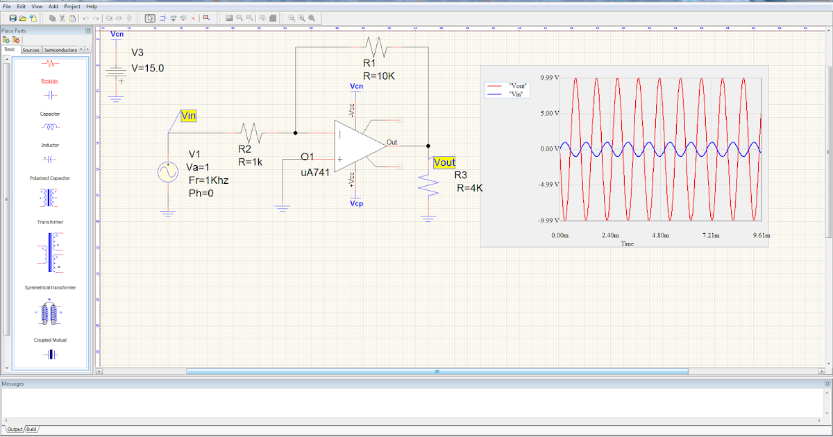 PyAMS: Amplifier Non-inverting by uA741