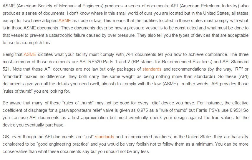 What is the major difference between API and ASME Standards?