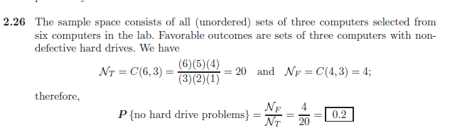 Home work shortcuts: 2.26. Two out of six computers in a lab have ...