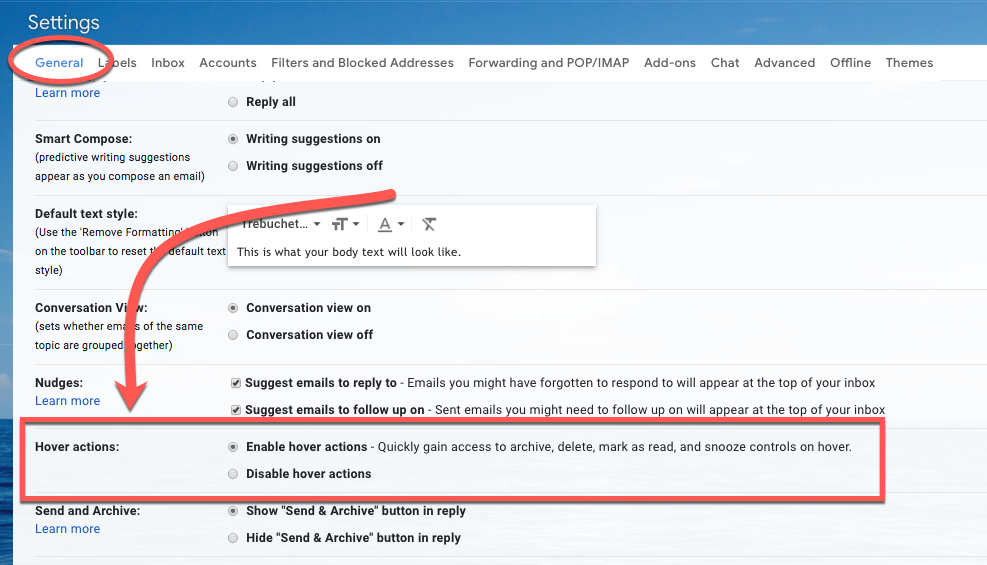 Google Mail - Hover Actions