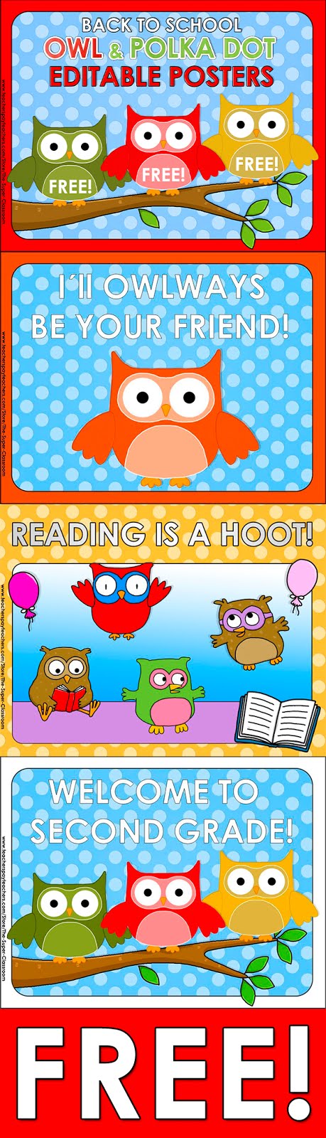 Classroom Freebies Too: Owl and Polka Dot FREE POSTERS!