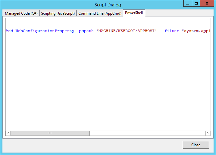 Living and breathing the world of Microsoft: Using the IIS Configuration Editor to Generate Scripts