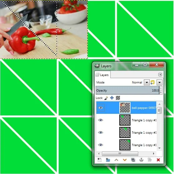 PhotoEffect: Triangle Grid Photo Collage in GIMP [Free Template]