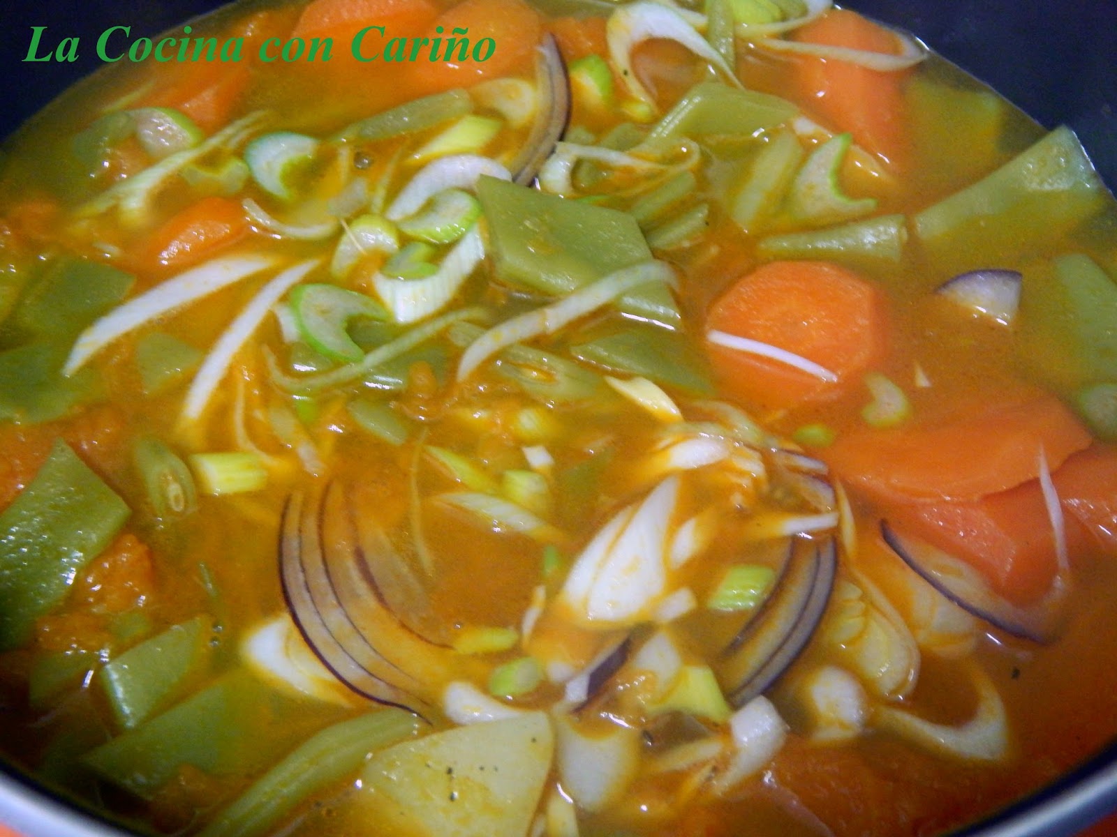 SOPA DE CALABAZA Y JUDIAS VERDES