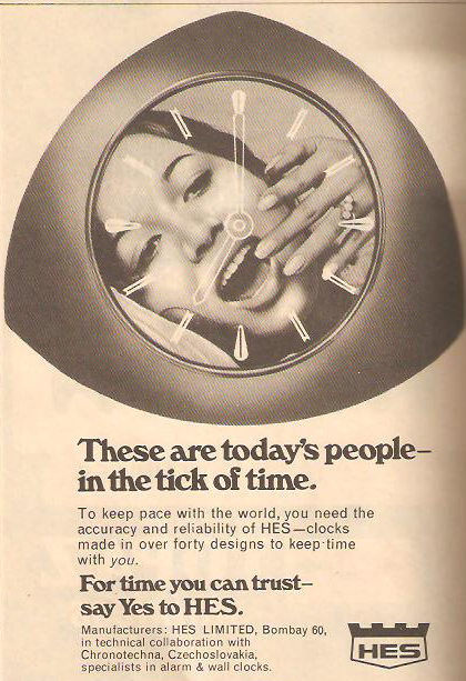 HES CLOCKS an Old Advertisement - Classic Indian Advertisements