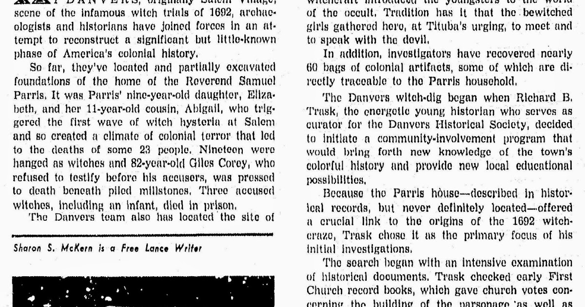 AnceStory Archives: Rev Samuel Parris site excavation and sermons ...