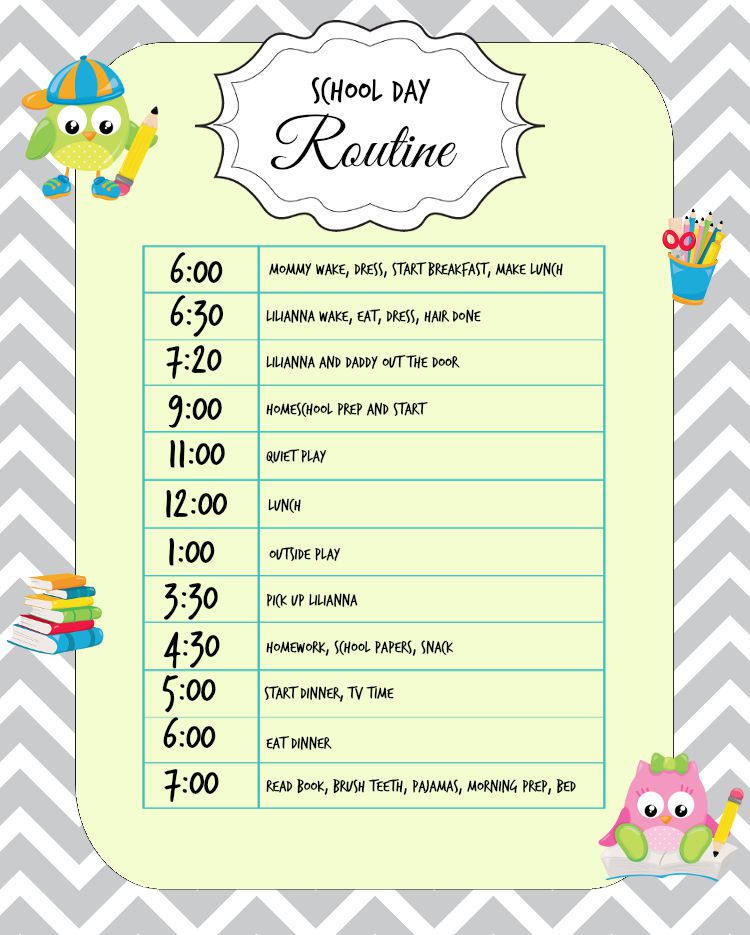 Auchward: Free School Day Schedule Printable