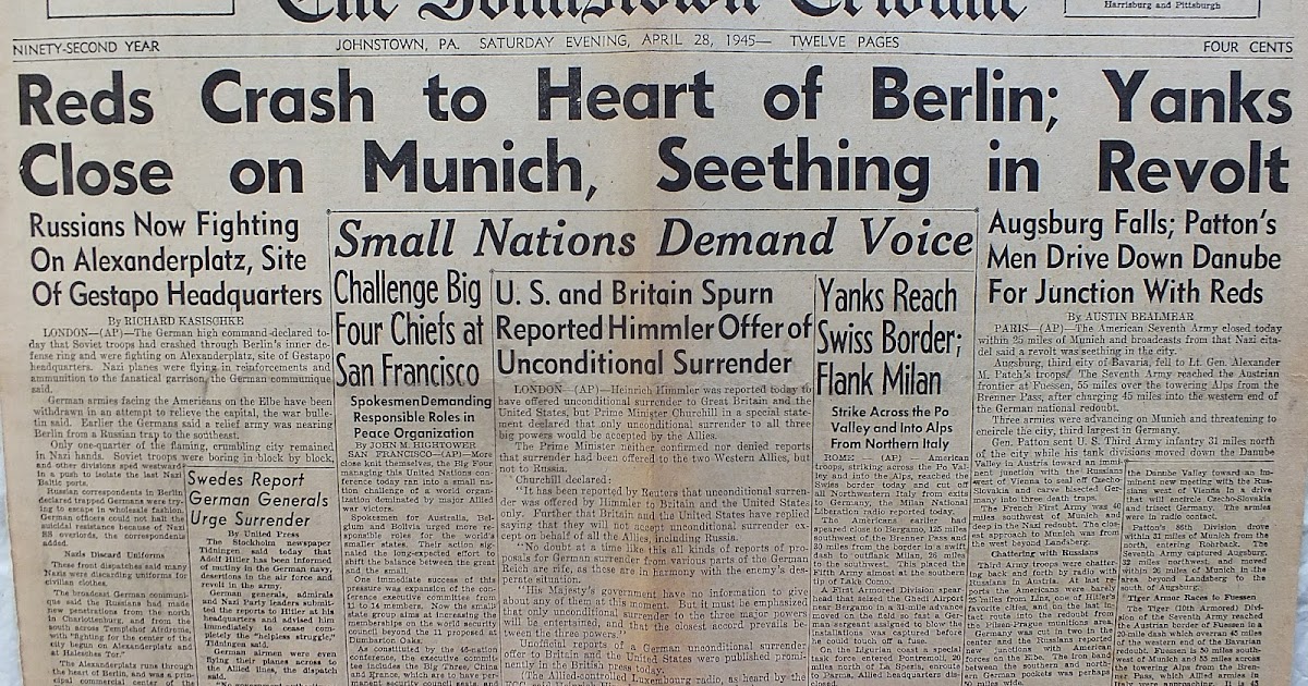 Vintage Johnstown: April 28, 1945: Reds Crash to Heart of Berlin; Yanks ...