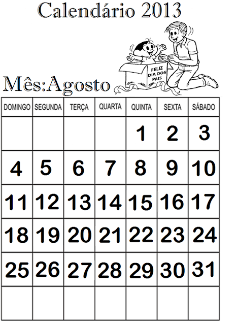 JORNAL R 7ª: Calendários DE Agosto 2013