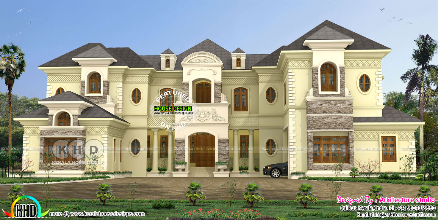 Colonial style luxury home plan wit 8 bedrooms - Kerala Home Design and ...