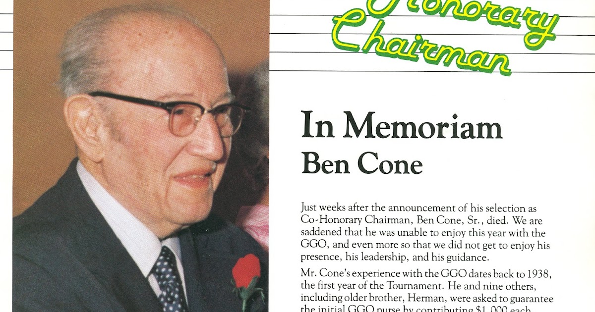 Greater Greensboro Open Blog: 1983 GGO Honorary Chairman Ben Cone