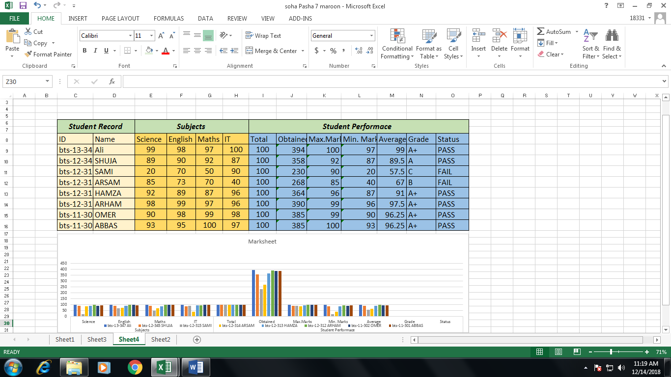 ICT Corner by BTSC: MS Excel - Grade 7 Projects