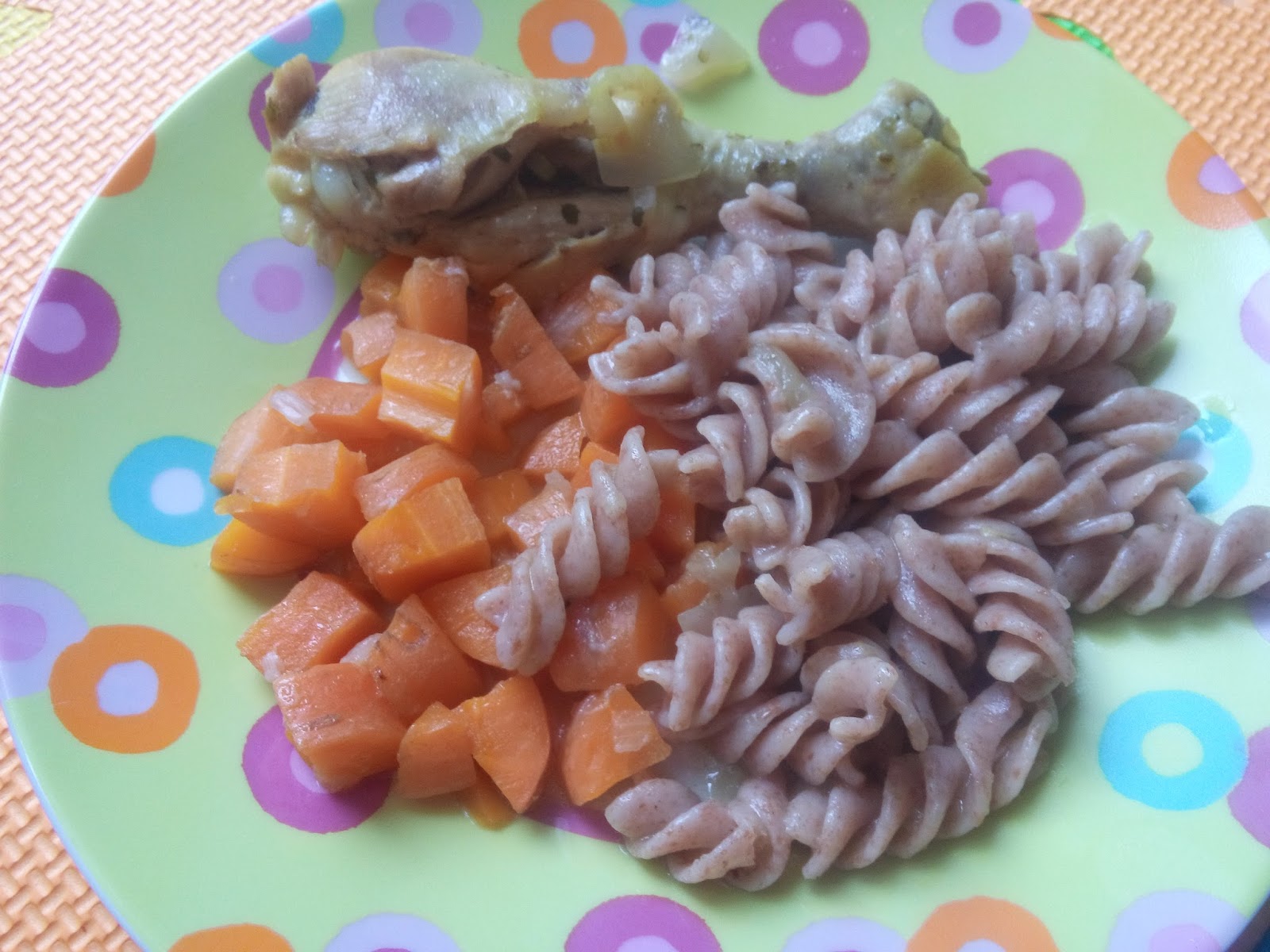 Gurmanček Gal: Pirini svedrčki s čebulno omako, piščancem in korenčkovo ...