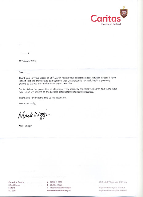 Corruption in Caritas Diocese of Salford: Wiggin Letter 1