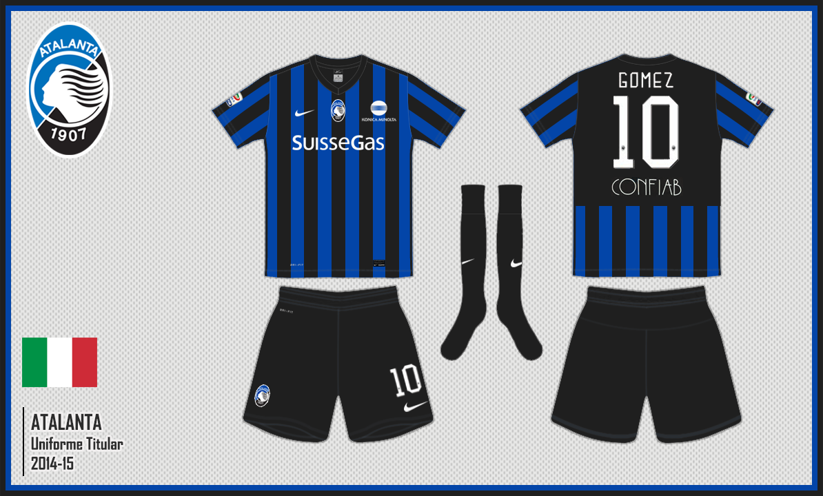 Niiko Kits: Atalanta (ITA) 2014-15 [Home Kit]