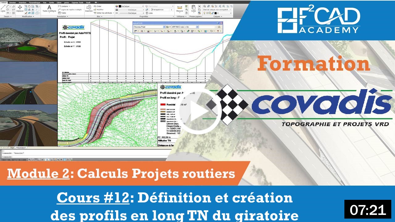 Formation Covadis : Définition et création des profils en long TN d’un Giratoire