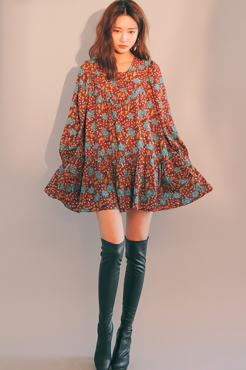 [Stylenanda] Vintage Floral Mini Dress | KSTYLICK - Latest Korean ...