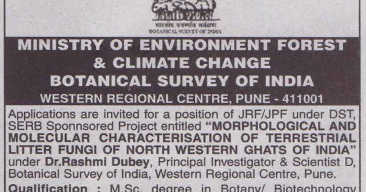 BSI Pune Molecular Biology/Biotech Project Vacancies | BSI Recruits ...