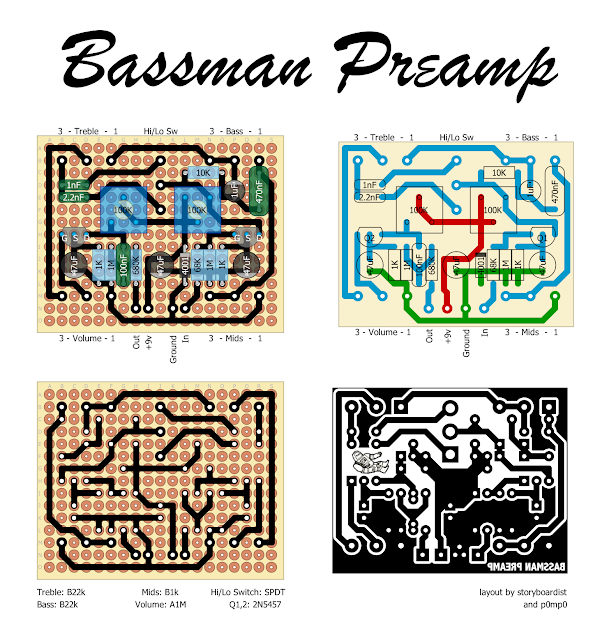 Perf and PCB Effects Layouts: DeadAstronaut Bassman Preamp
