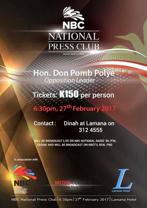 Opposition leader Don Polye to present at the next NBC National Press ...