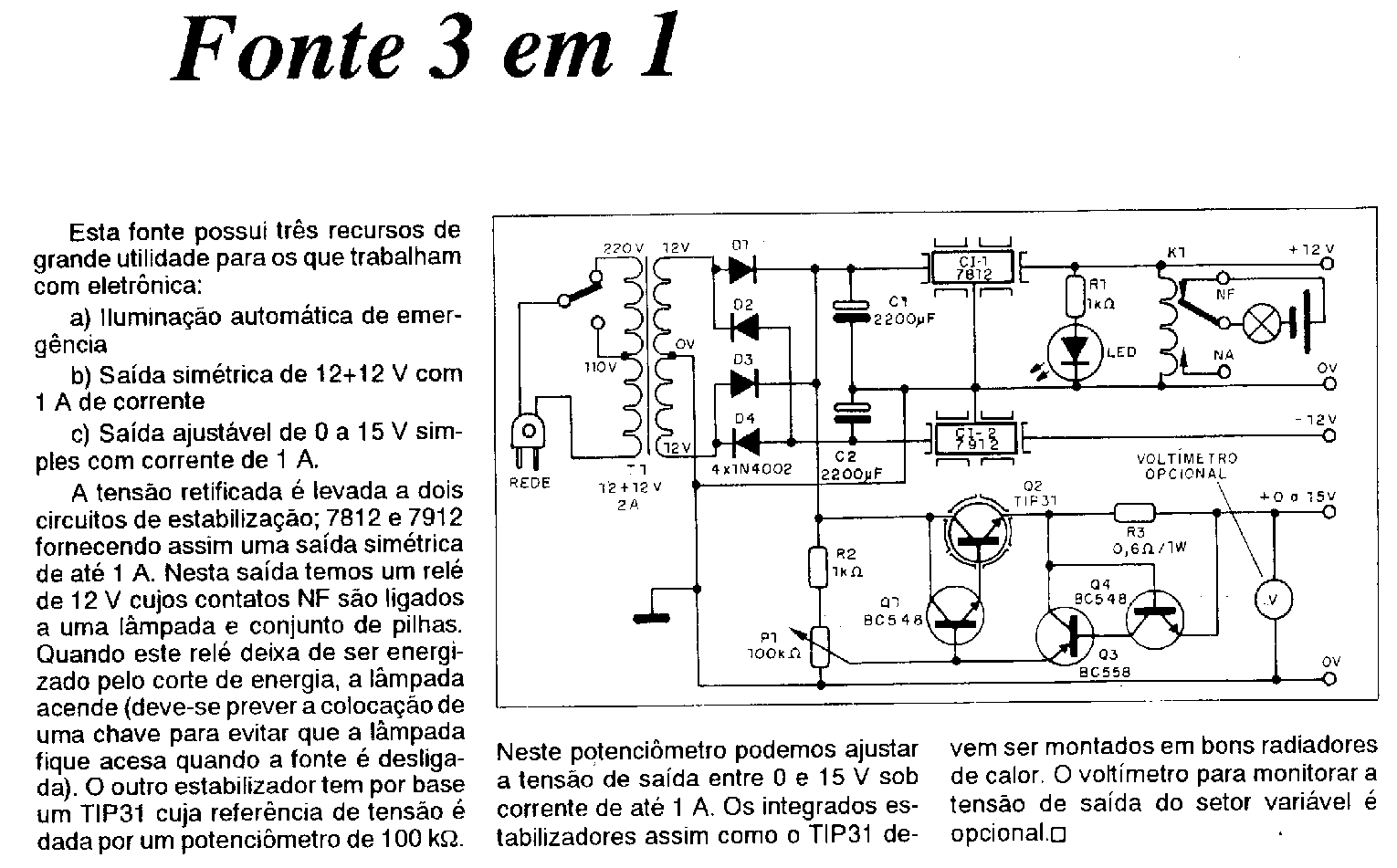 * Eletrônica Campo Elétrico: 12 Fontes Reguláveis Para Montar
