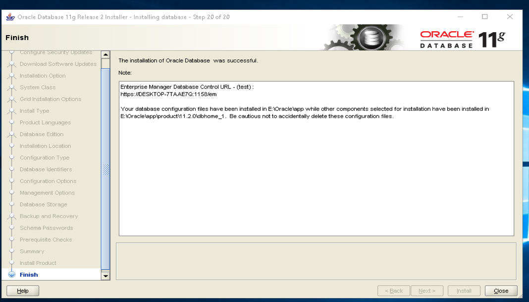 How to install and configure Oracle 11g R2 database on Windows 64-bit Server