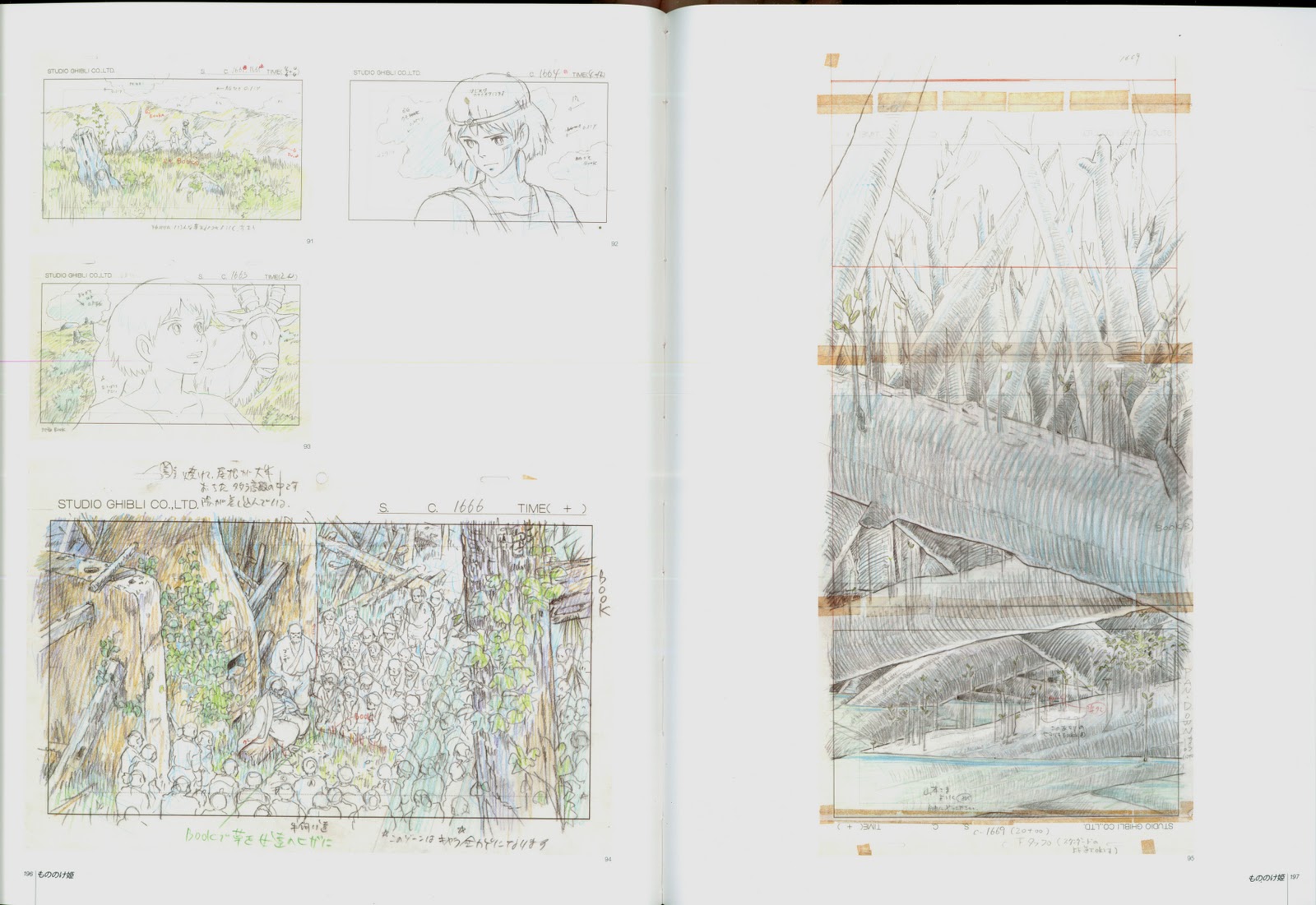 Living Lines Library: もののけ姫 / Princess Mononoke (1997) - Layout Design